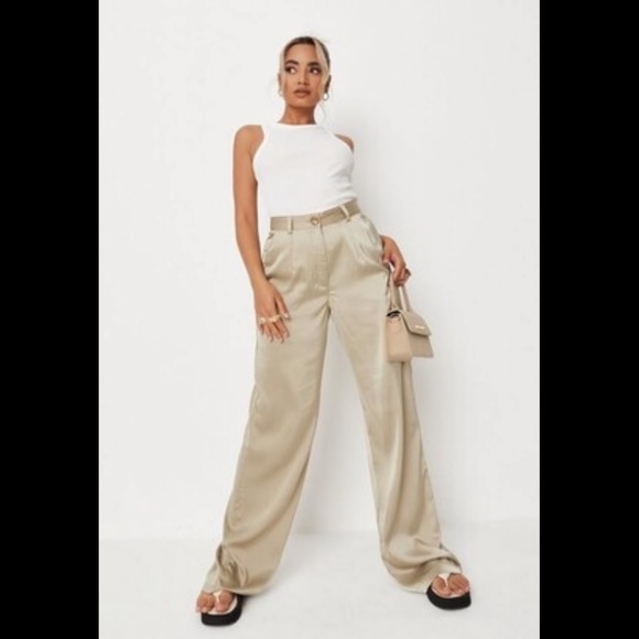 Missguided | Pants & Jumpsuits | Satin Wide Leg Pants | Poshmark